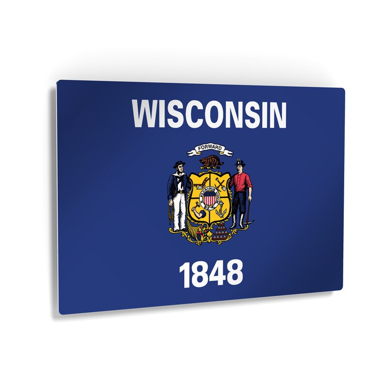 Wisconsin State Flag CANVAS or METAL Wall Art Print State - Etsy