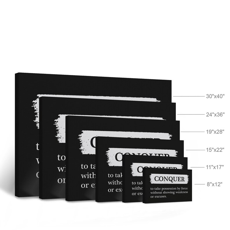 Conquer Definition Black and White Dictionary Motivational - Etsy