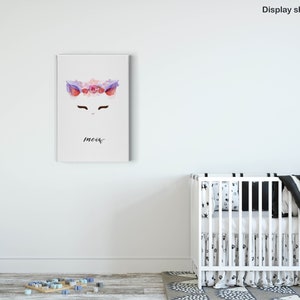 Cute Meow Cat Wall Decor White Background CANVAS PRINT Kids Room Decor ...