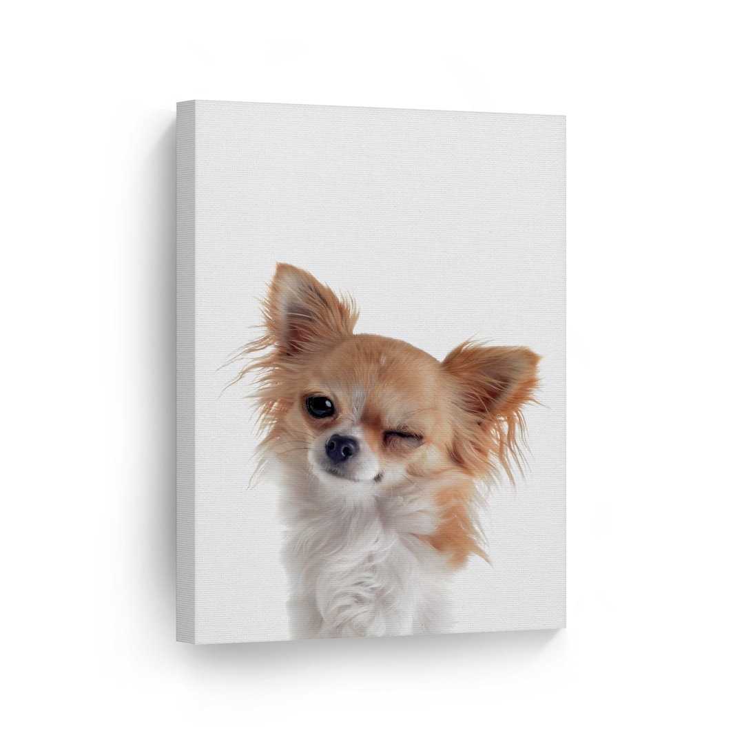 Cute Chihuahua Dog Winking Animal Canvas Wall Art Print Pet Owner Dog ...