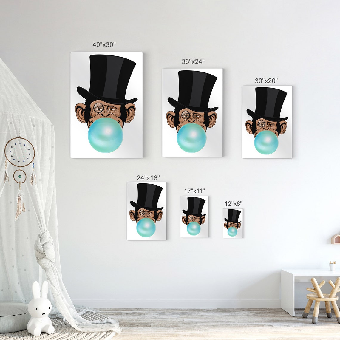 Funny Senior Monkey Gorilla With Top Hat Animal Bubble Gum Art - Etsy