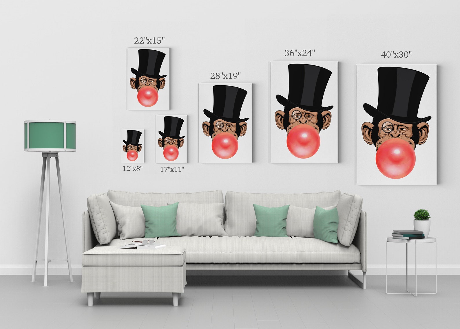 Funny Senior Monkey Gorilla with Top Hat Animal Bubble Gum Art | Etsy