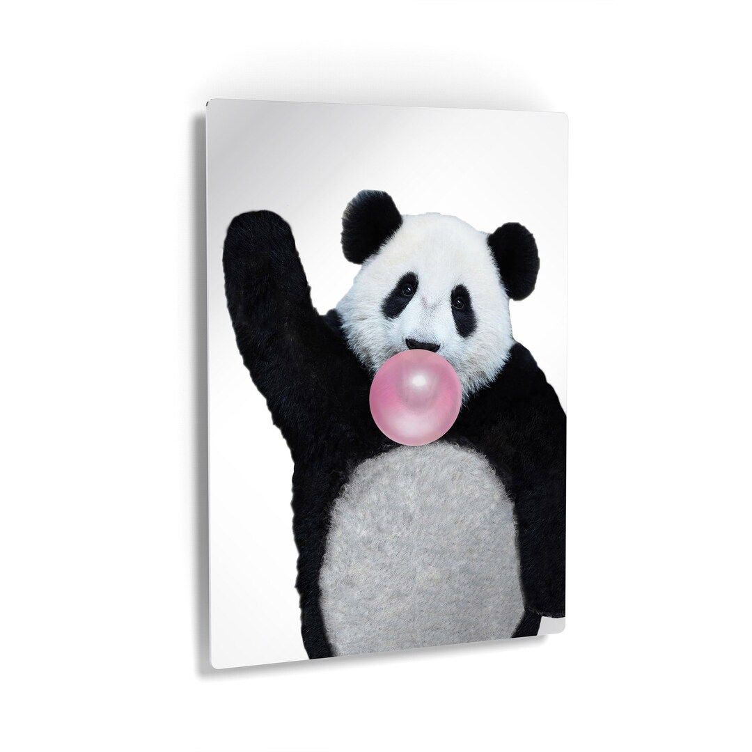 Cute Panda Animal Bubble Gum Art Pink Chewing Gum Metal Print - Etsy