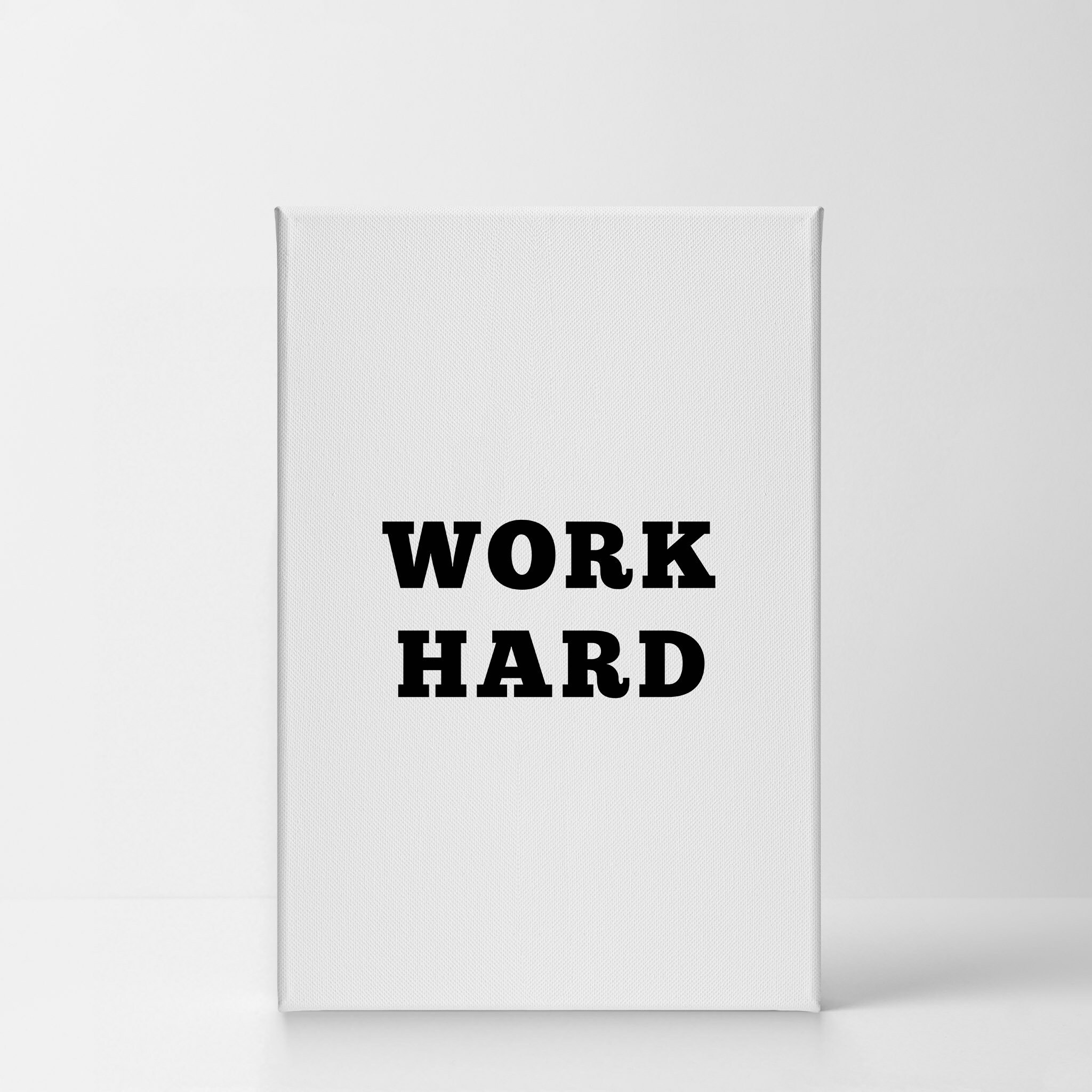 Work Hard Black and White Lettering Motivational Canvas Wall Art Print ...