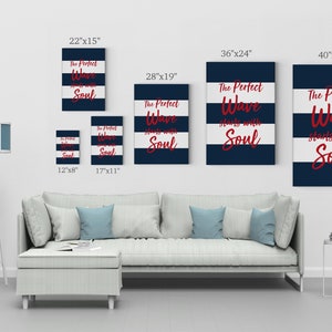 Inspirational Quote Red Calligraphy Navy Blue and White Striped ...