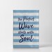Inspirational Quote Navy Blue Calligraphy Blue and White Striped ...