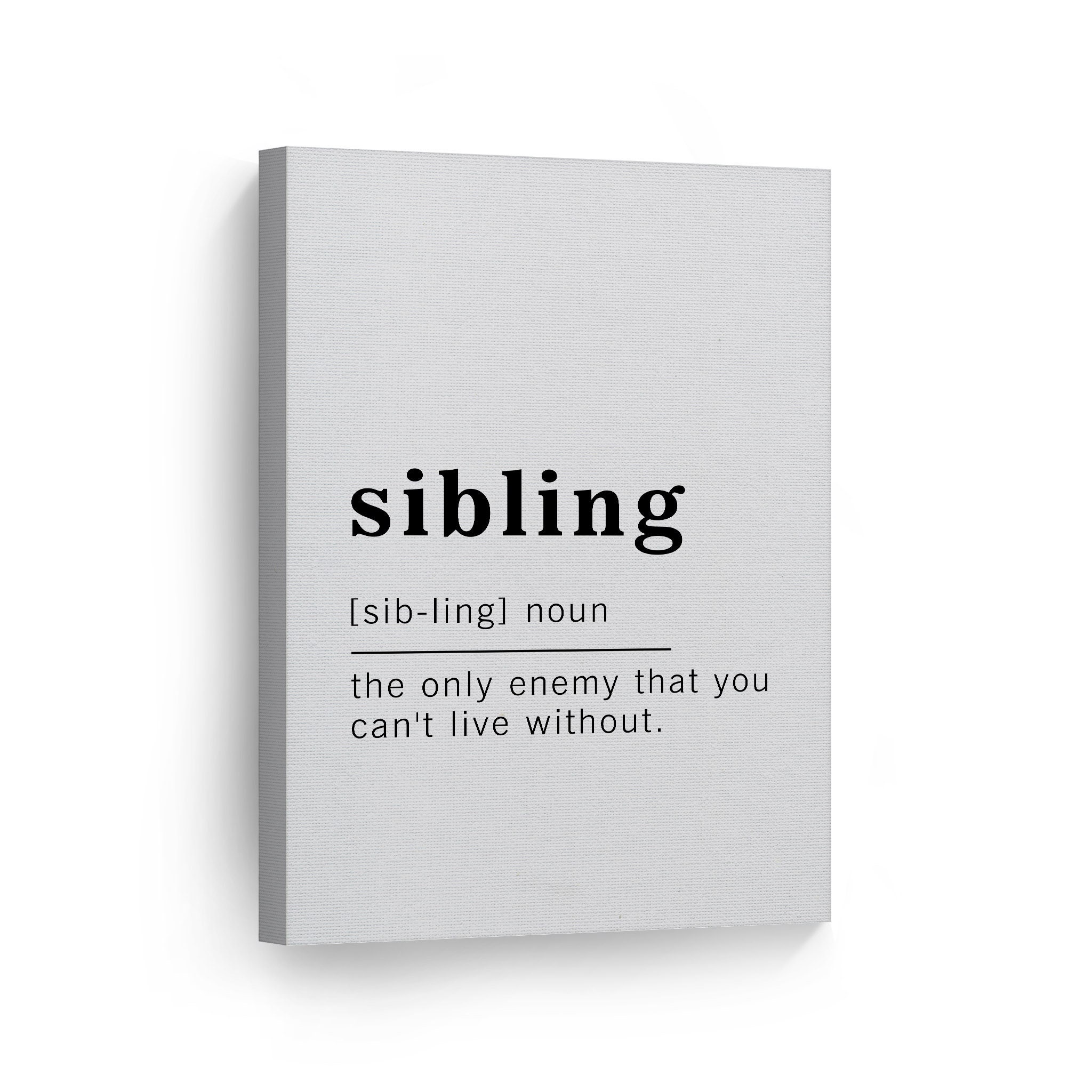 Funny Noun Dictionary Definition of Sibling Canvas Print - Etsy
