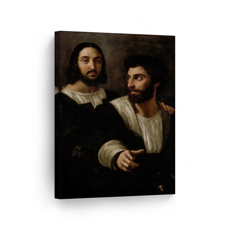 Self-portrait With a Friend by Raphael Art Canvas Wall Art Print Famous ...
