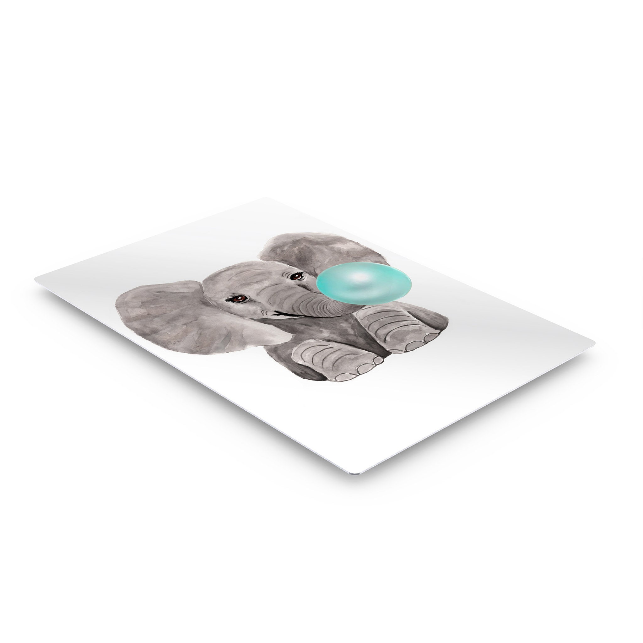 Cute Baby Elephant Animal Bubble Gum Art Teal Blue Metal Print | Etsy