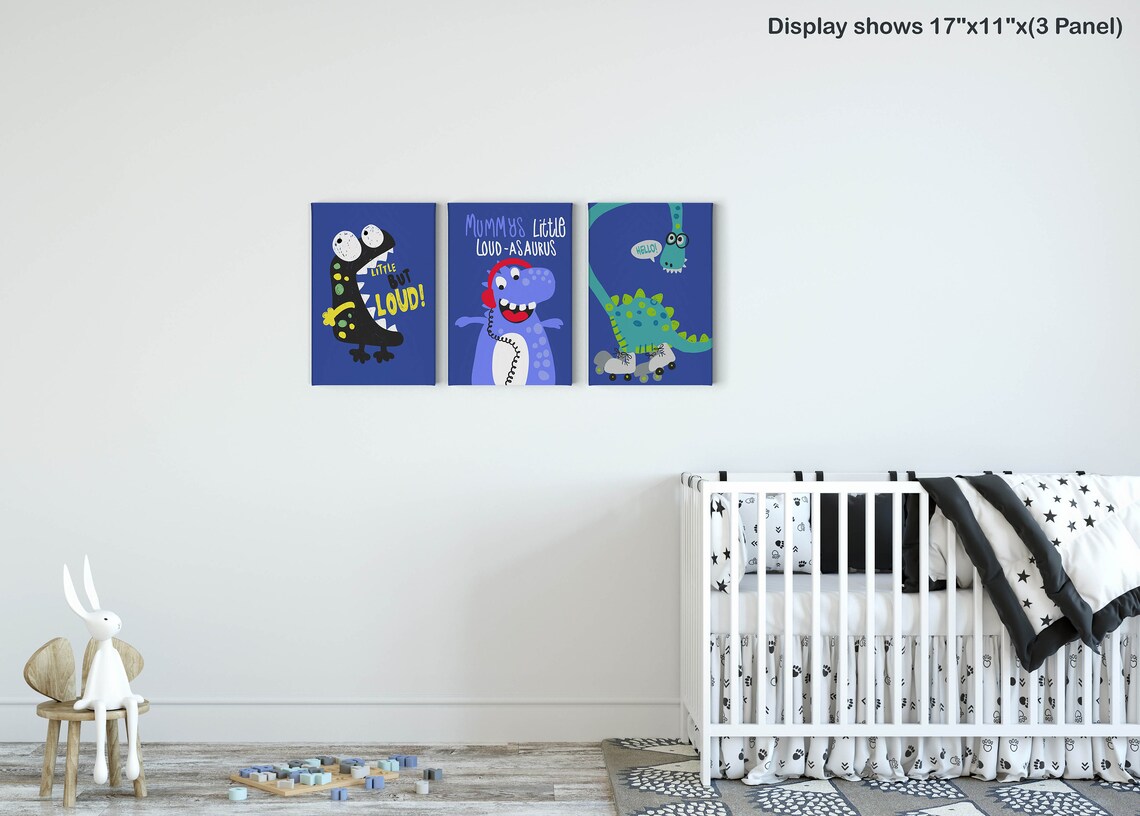 Cute Little Monster Wall Decor 3 Panel Canvas Print Set Kids Room Decor ...