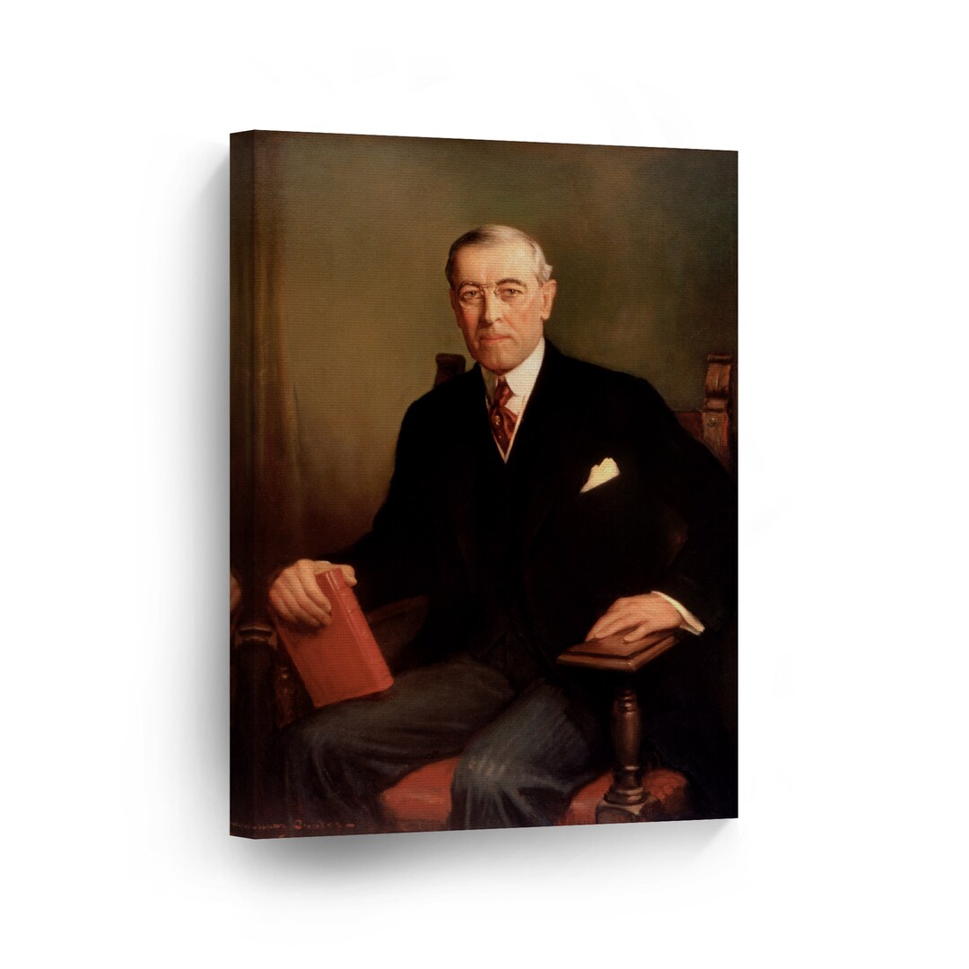 28th President of America Woodrow Wilson Oil Painting Portrait METAL or ...