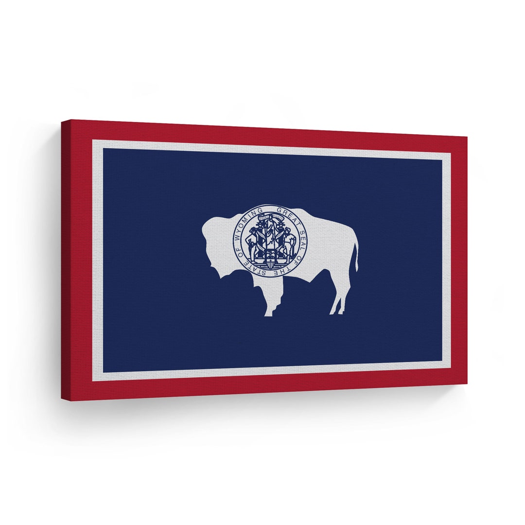 Wyoming State Flag CANVAS or METAL Wall Art Print State Capital of the ...