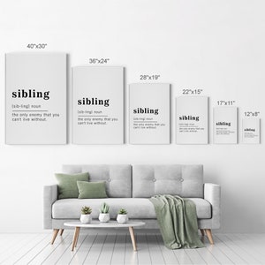 Funny Noun Dictionary Definition of Sibling Canvas Print - Etsy