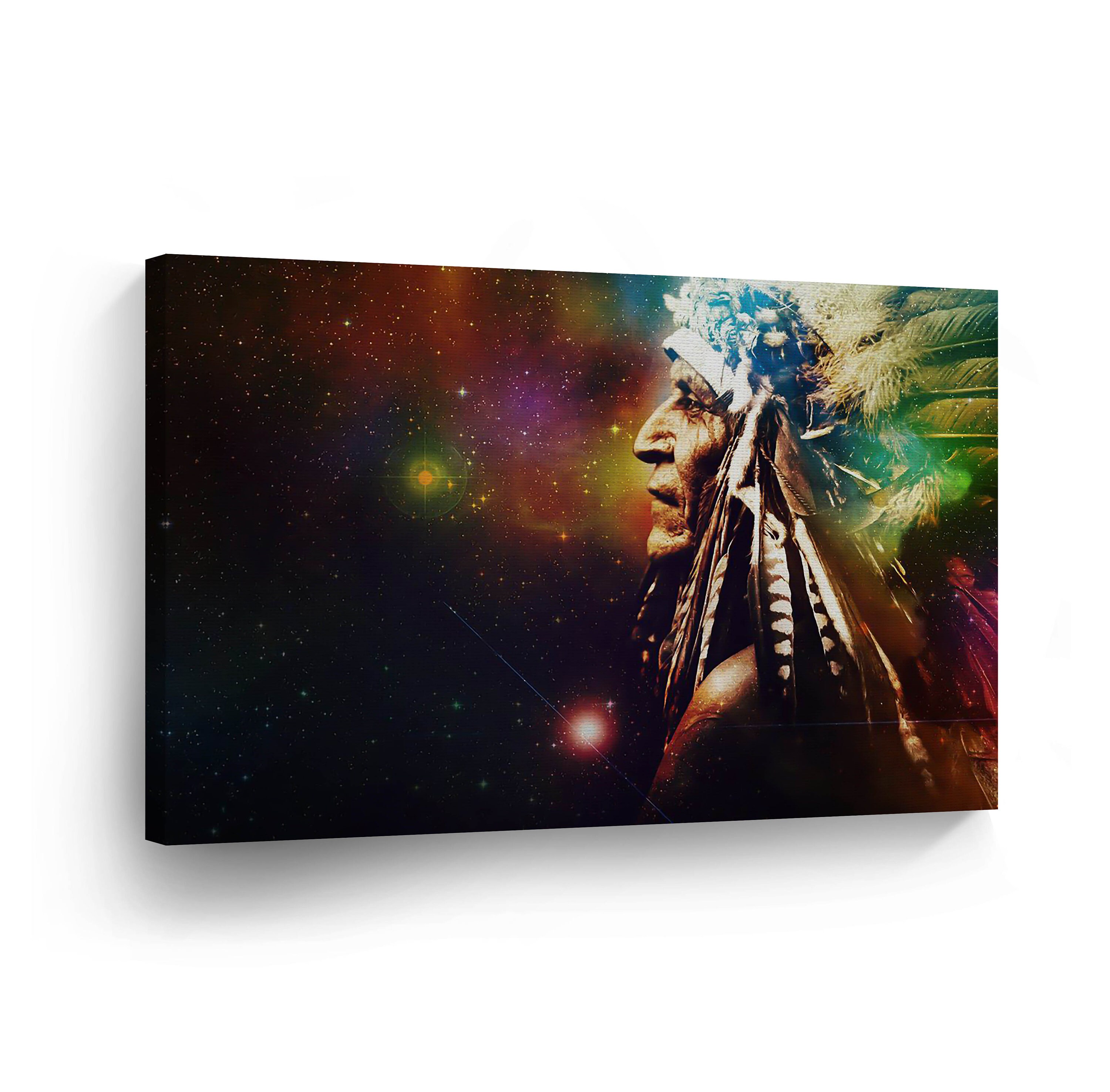 Indian Art Old Native American and the Space CANVAS PRINT Indian Decor ...
