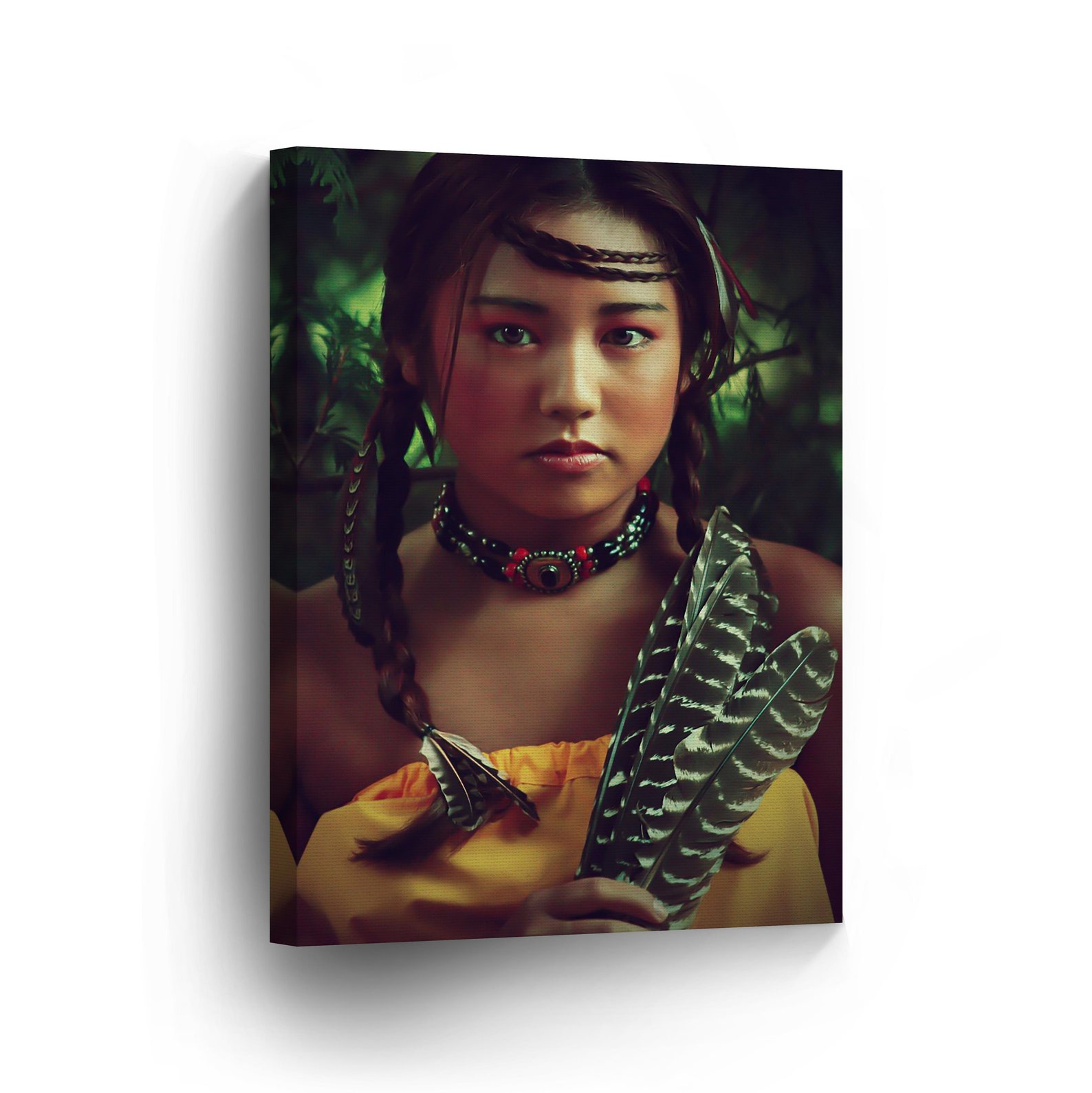 Indian Art Beautiful Native American Woman Girl With Yellow - Etsy
