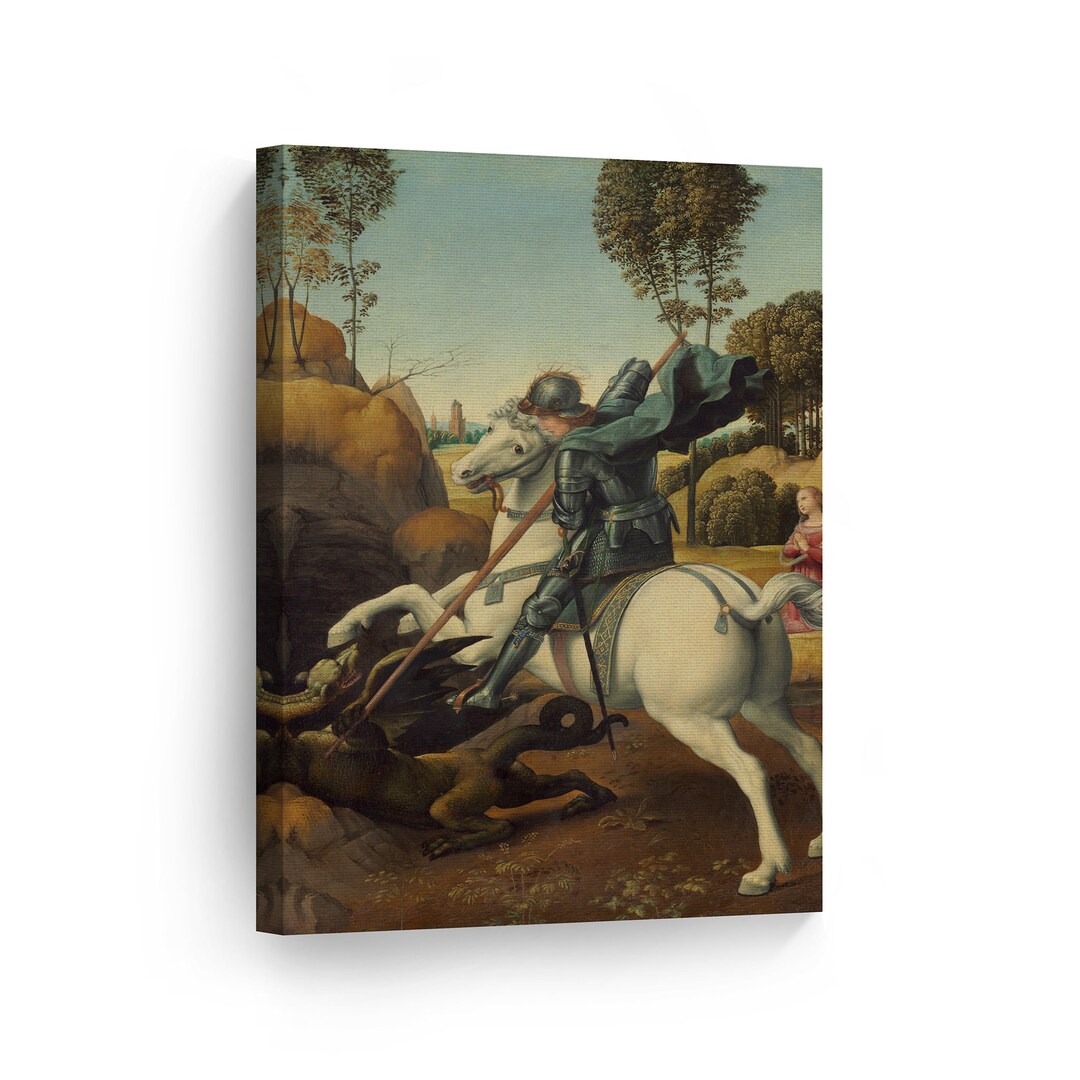 St. George and the Dragon by Raphael Art Canvas Wall Art Print Famous ...