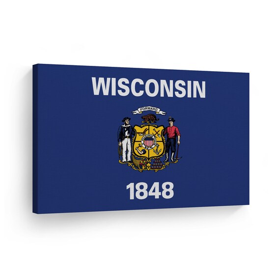 Wisconsin State Flag CANVAS or METAL Wall Art Print State - Etsy