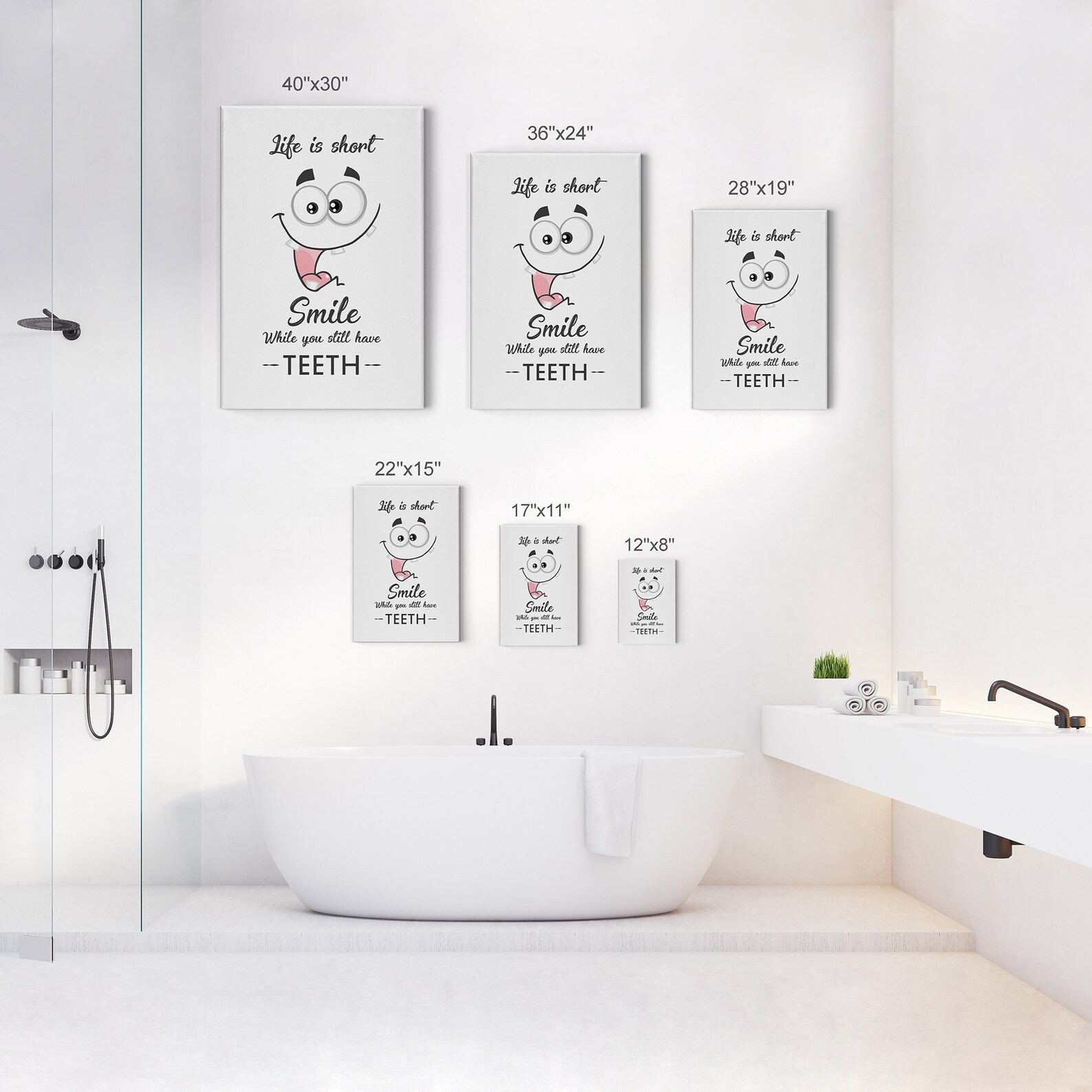 Life is Short, Smile While You Still Have Teeth Sign Bathroom Canvas ...