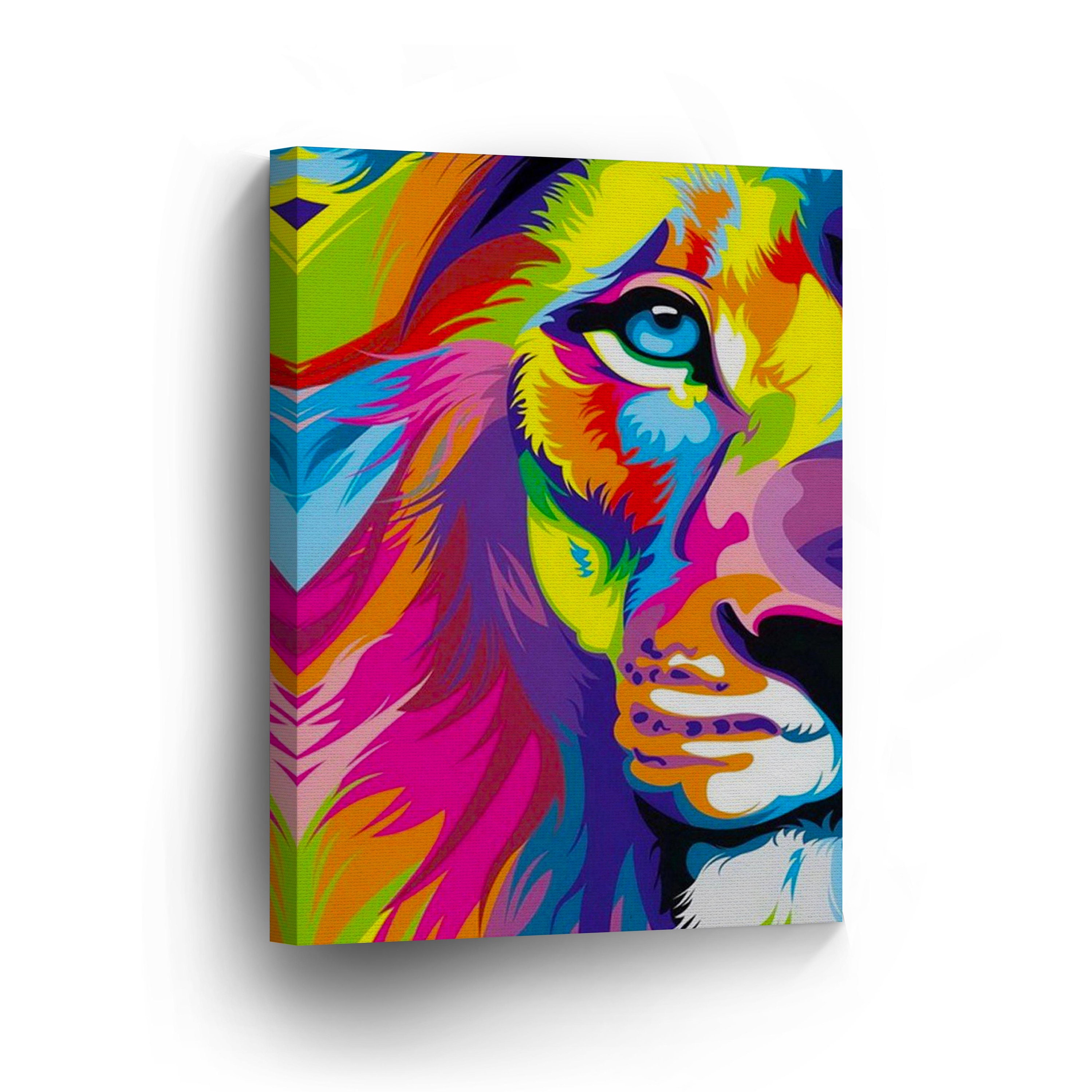 Gay Lesbian Lion Canvas Print Colorful LGBT Paint Room Wall Art Home ...