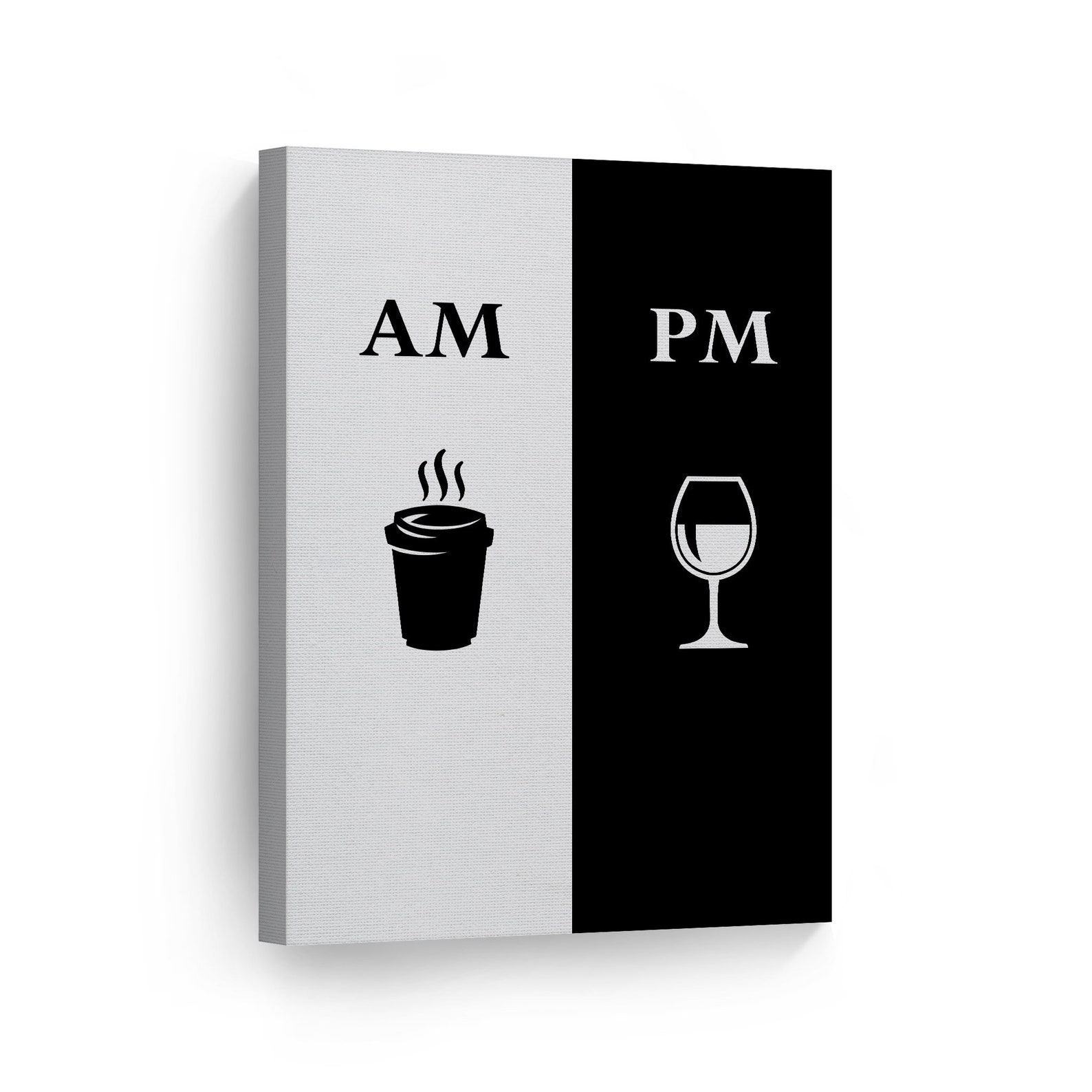 AM and PM Black and White Coffee and Wine Canvas Wall Art Print Coffee ...