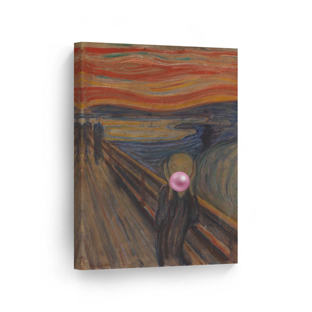 Edvard Munch's Masterpiece the Scream Pink Bubble Gum Art Canvas Print ...