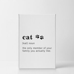 Funny Noun Dictionary Definition of Cat Canvas Print Inspirational ...