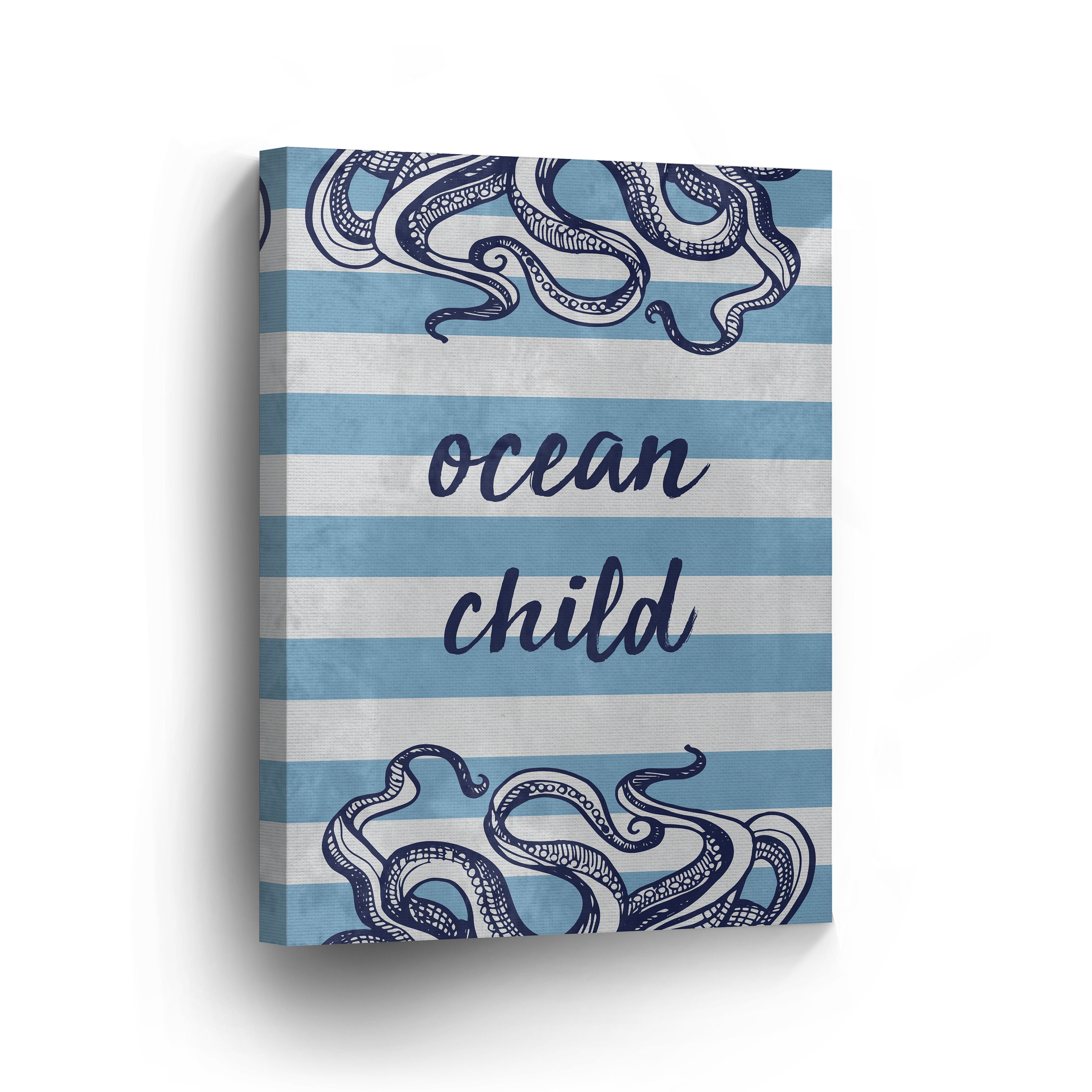 Anchor Ocean Quote Navy Blue Blue White Striped Nautical Decor 2pieces ...