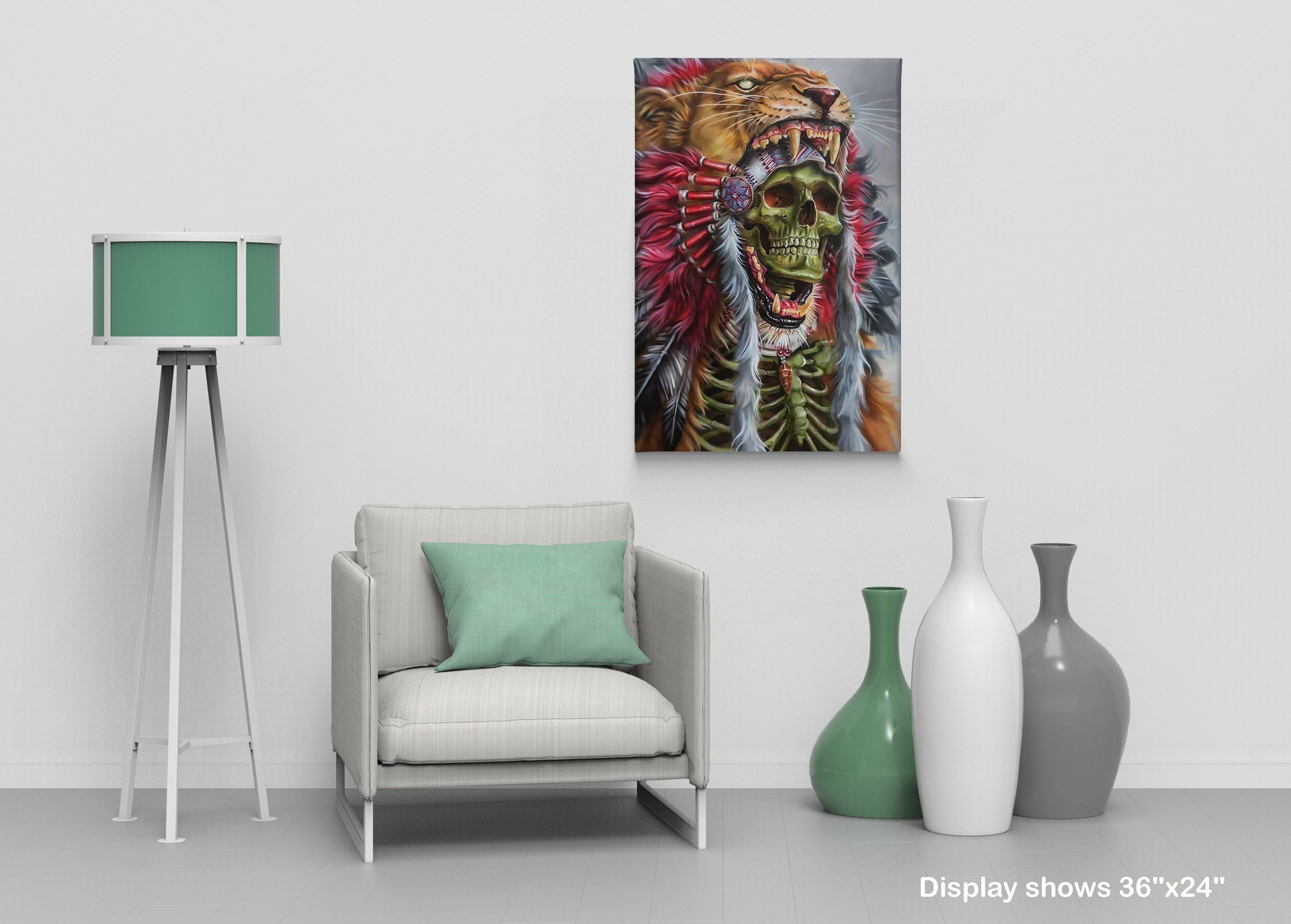Indian Art Native American Skeleton CANVAS PRINT Indian Decor ...