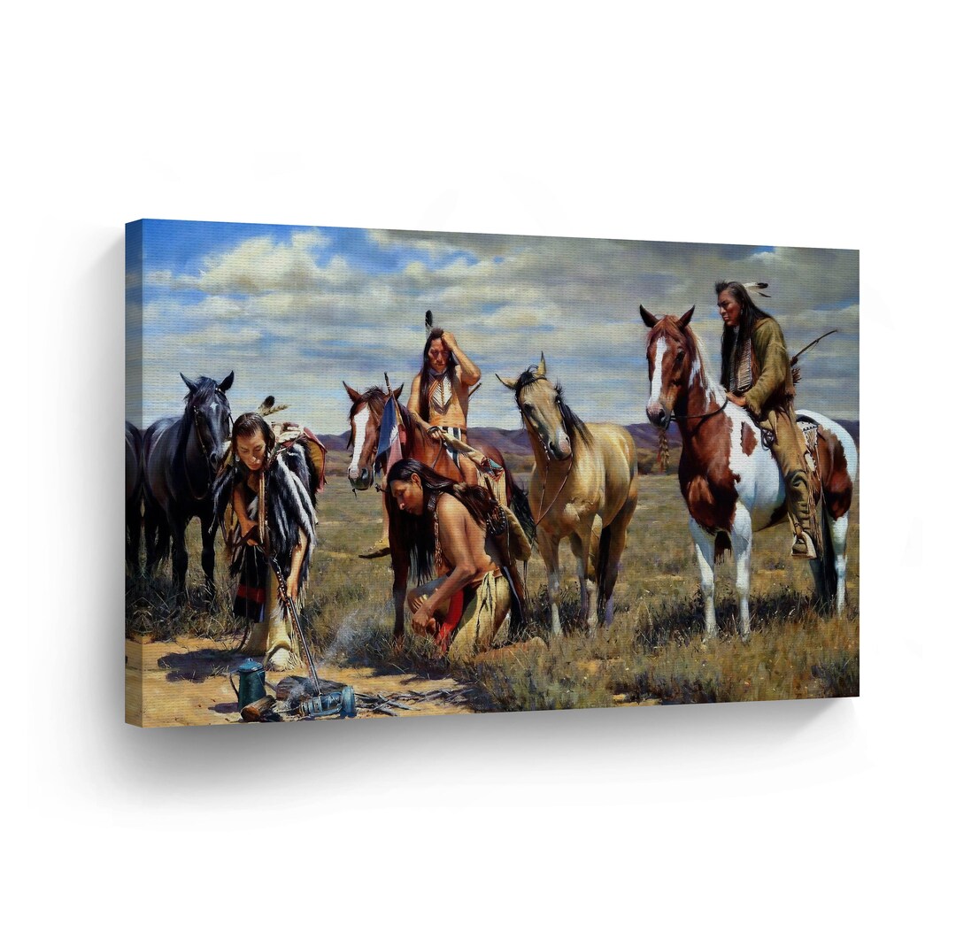 Indian Art Native Americans Trace CANVAS PRINT Indian Decor Decorative ...
