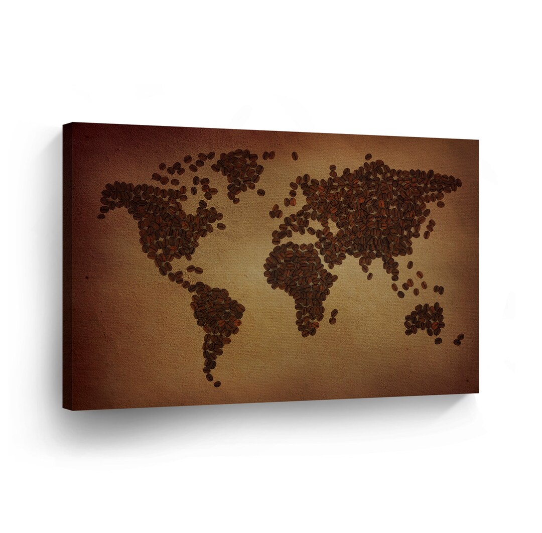 Decorative World Map Coffee Beans Decorative Art Canvas Print Décor ...