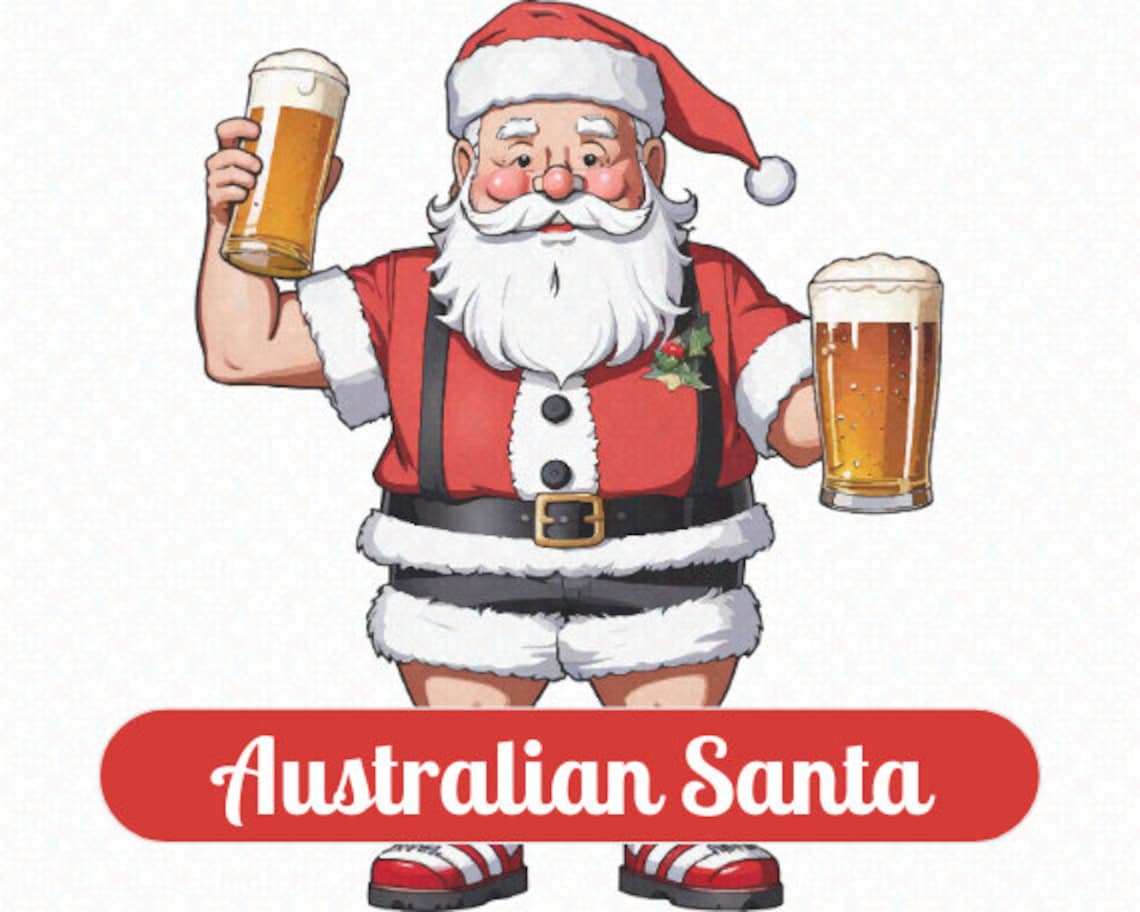 Santa SVG, Australian Santa, Drunk Santa Svg, Santa Holding Beer ...