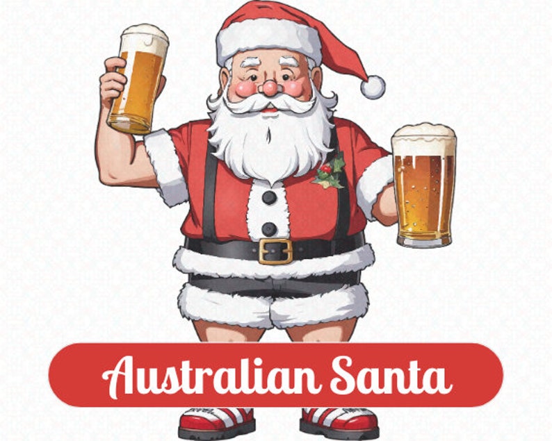 Santa SVG, Australian Santa, Drunk Santa Svg, Santa Holding Beer ...