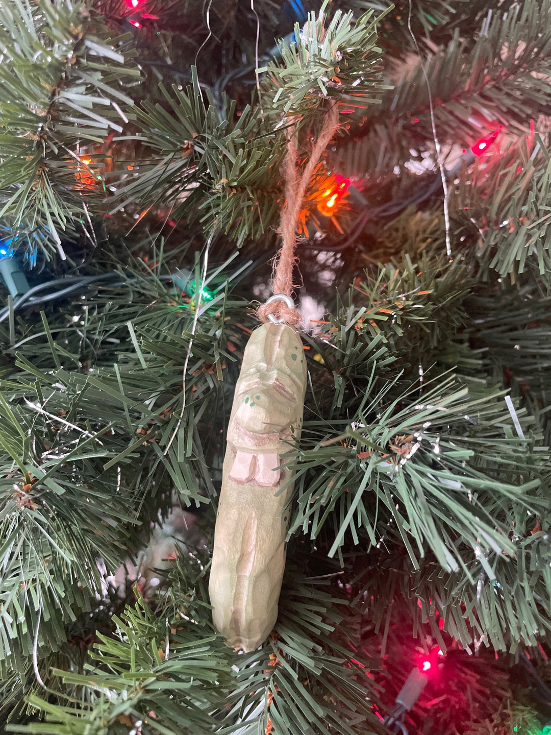Pickle Christmas Tree Ornament Wood Carving - Etsy