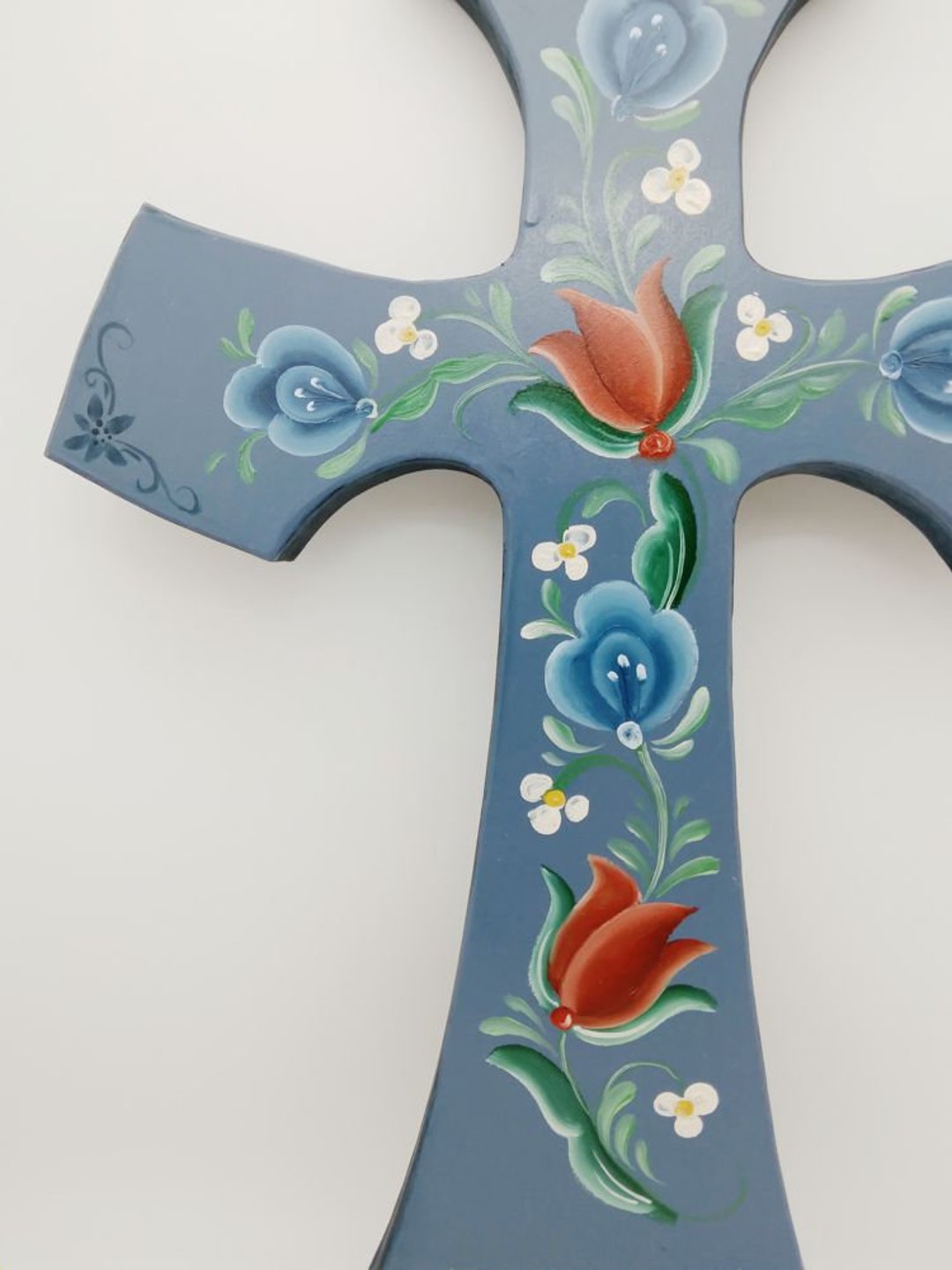 Unique Wooden Cross, Hand Painted With Rosemaling - Etsy