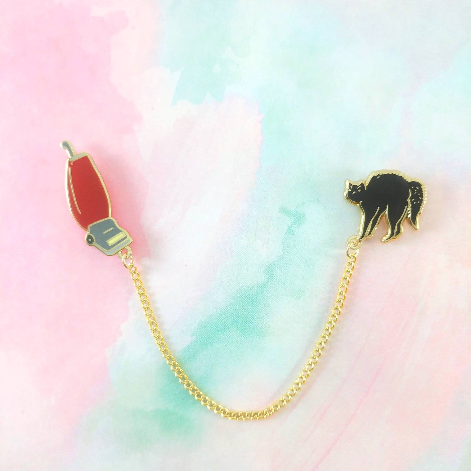 Vacuum Cat Enamel Pin Set - Etsy