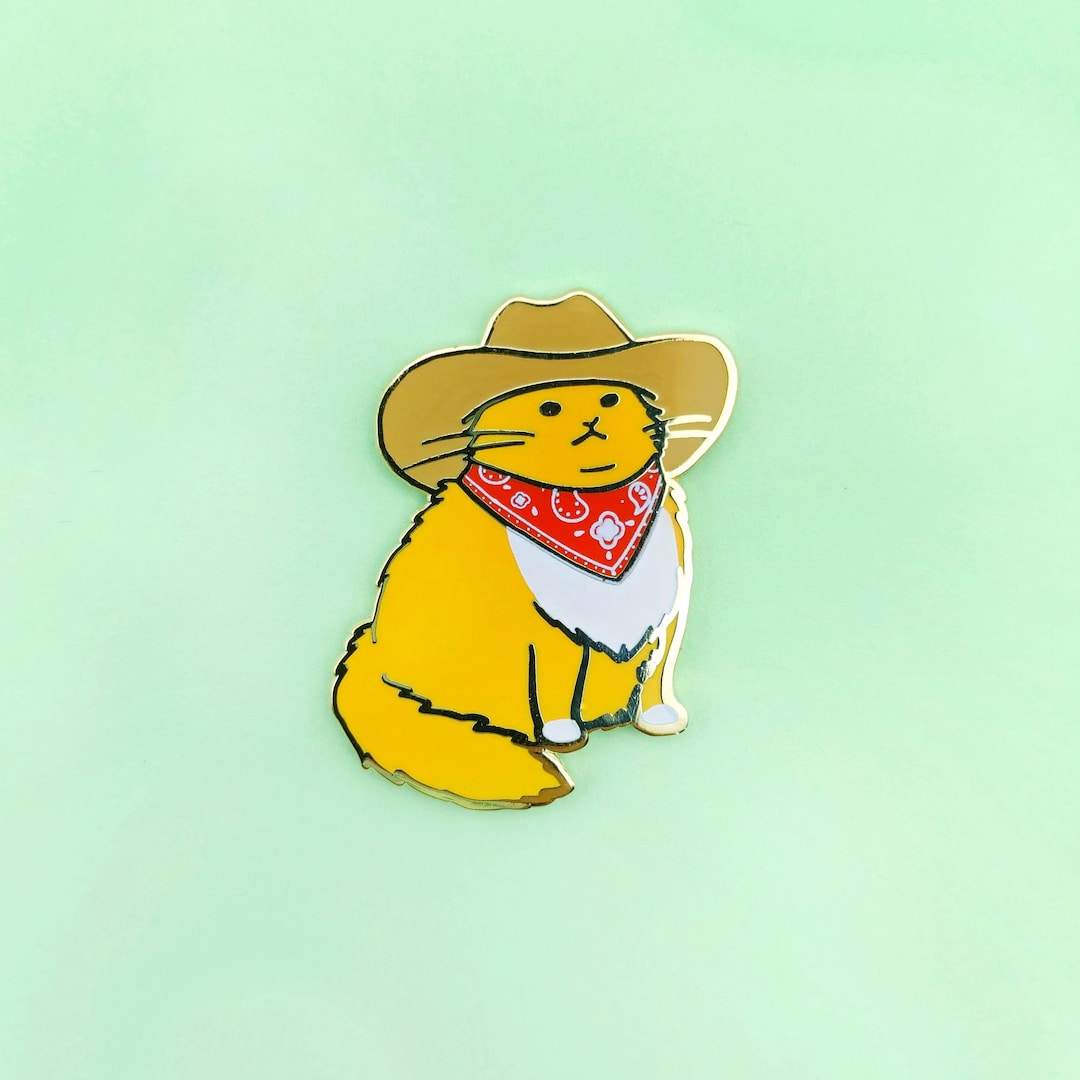 The Original Cowboy Cat Enamel Pin - Meowdy! - Etsy