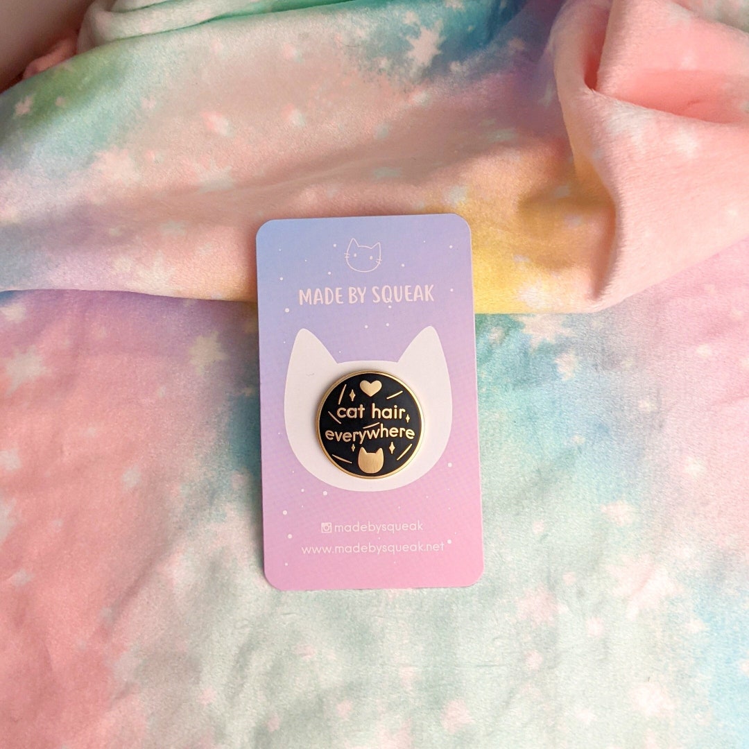 Cat Hair Everywhere Enamel Pin - Black and Gold - Etsy