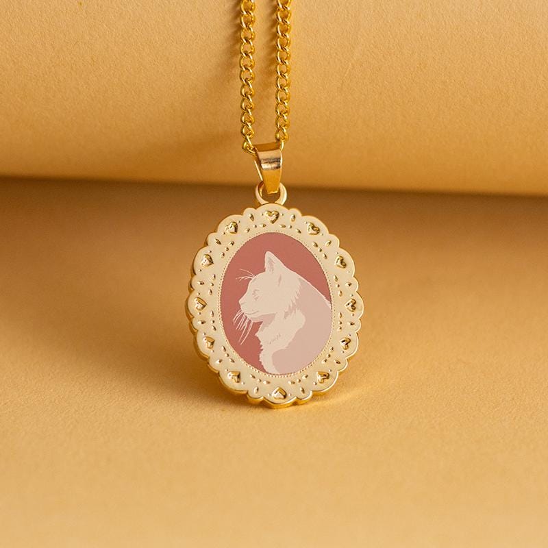Cat Cameo Necklace - Etsy