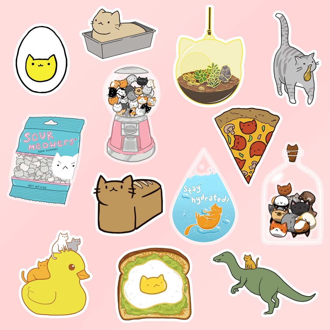 Glossy Cat Stickers - Etsy