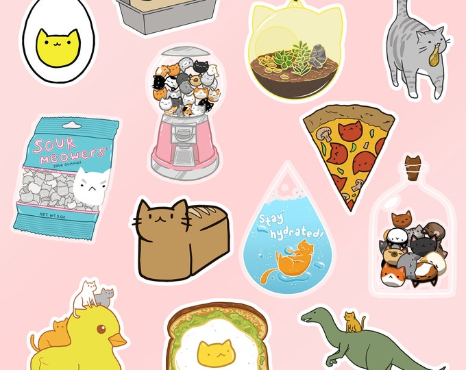 Glossy Cat Stickers - Etsy