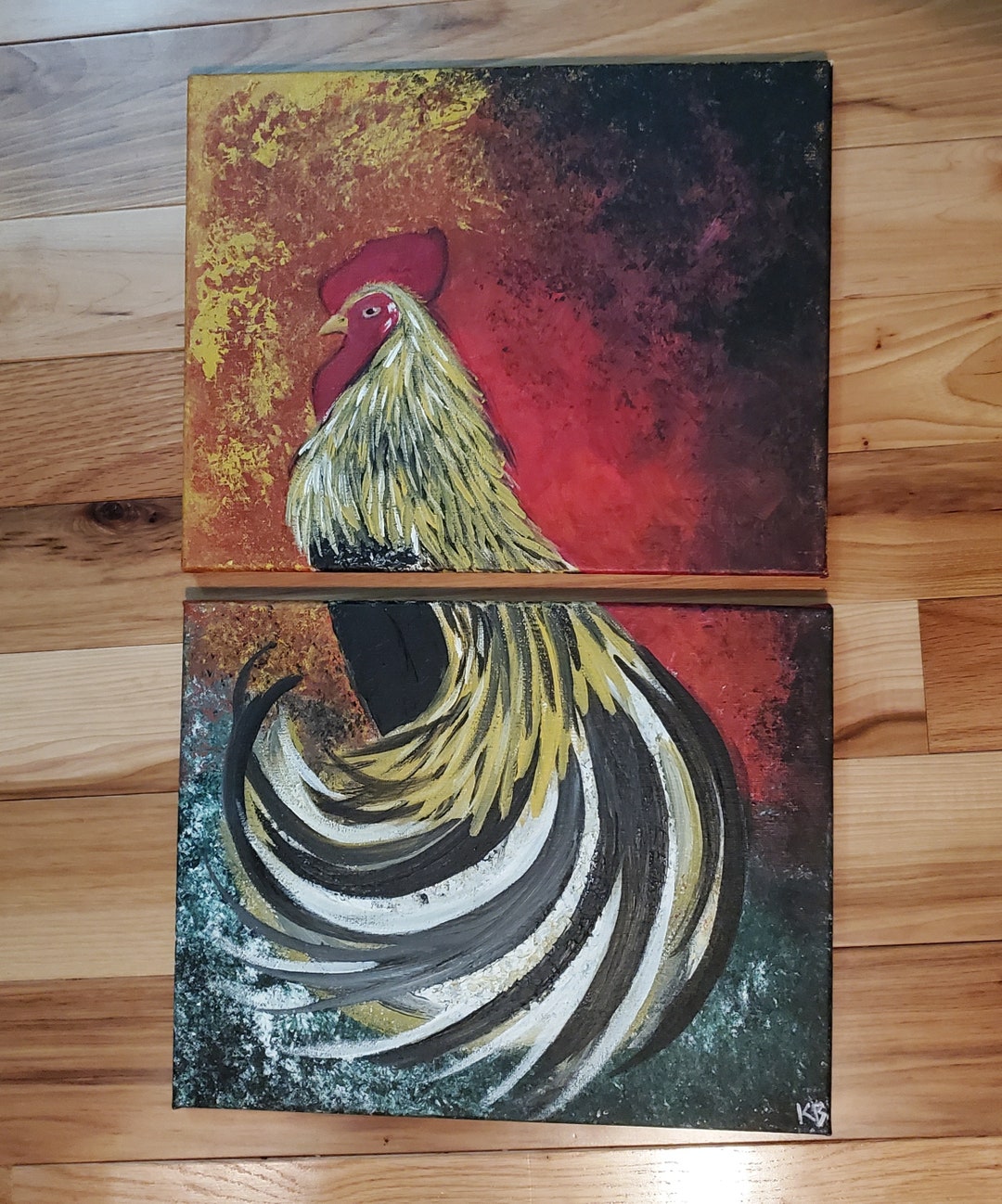 Chicken Painting/ Acrylic Painting/ Rooster Art / Farmhouse Decor ...