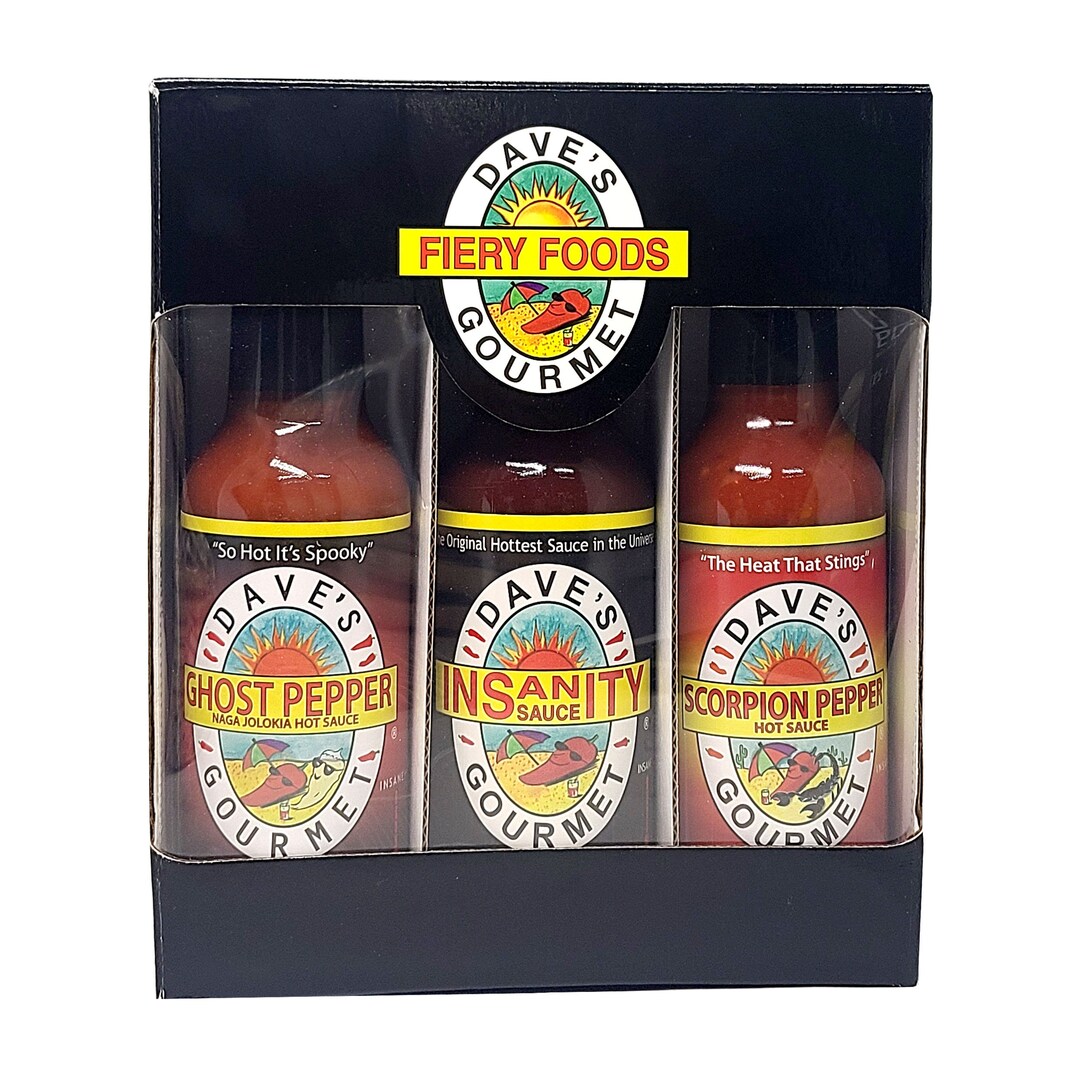 Dave's Gourmet Fiery Foods Super Hot Sauce Gift Set 3-pack / 5 Oz. Each ...