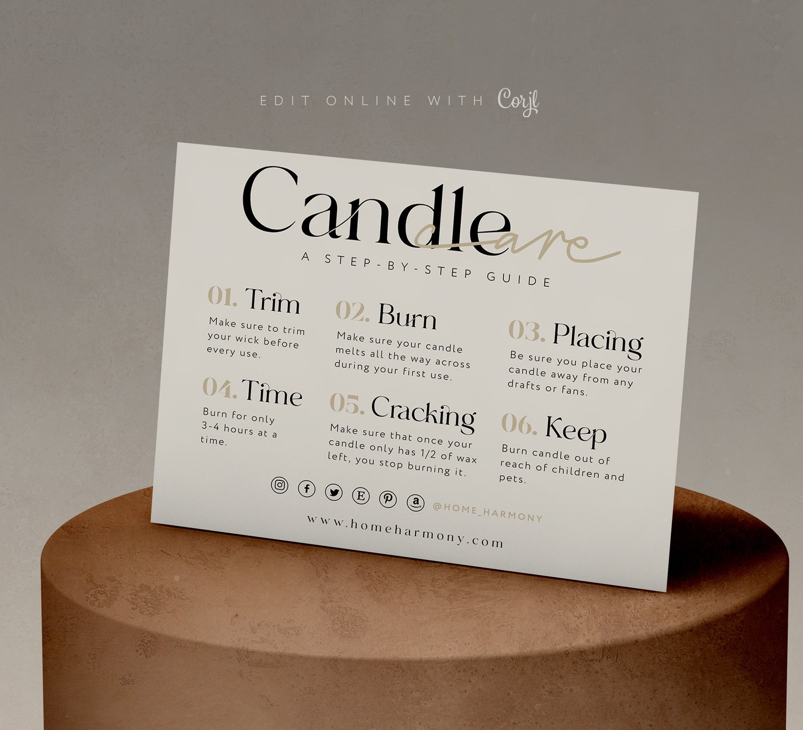 Candle Care Cards Template Free