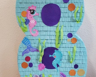 Mermaid Number Four Piñata Under the Sea Party Mermaid Birthday ...