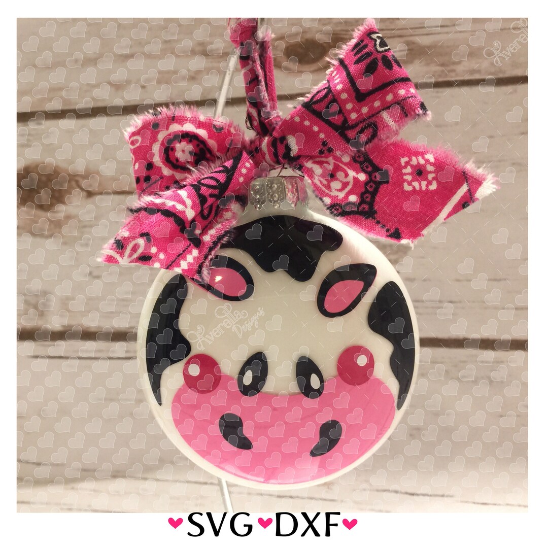 Cow Ornament SVG DXF for 3 Inch Disk Ornaments Includes Design for ...