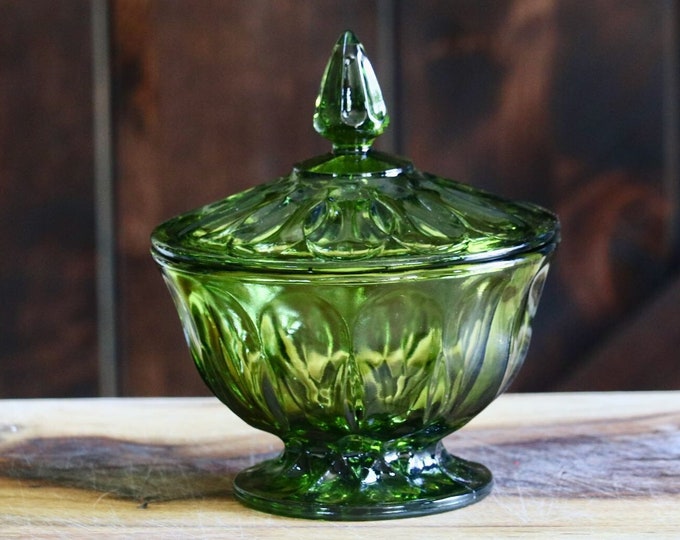 Vintage Green Anchor Hocking Candy Dish, Bougie Entryway Decor, Elegant ...
