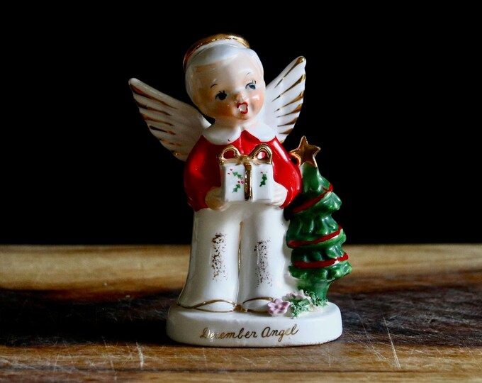 Napco Christmas Angel Figurine for Vintage Holiday Mantel Decor, Cute ...