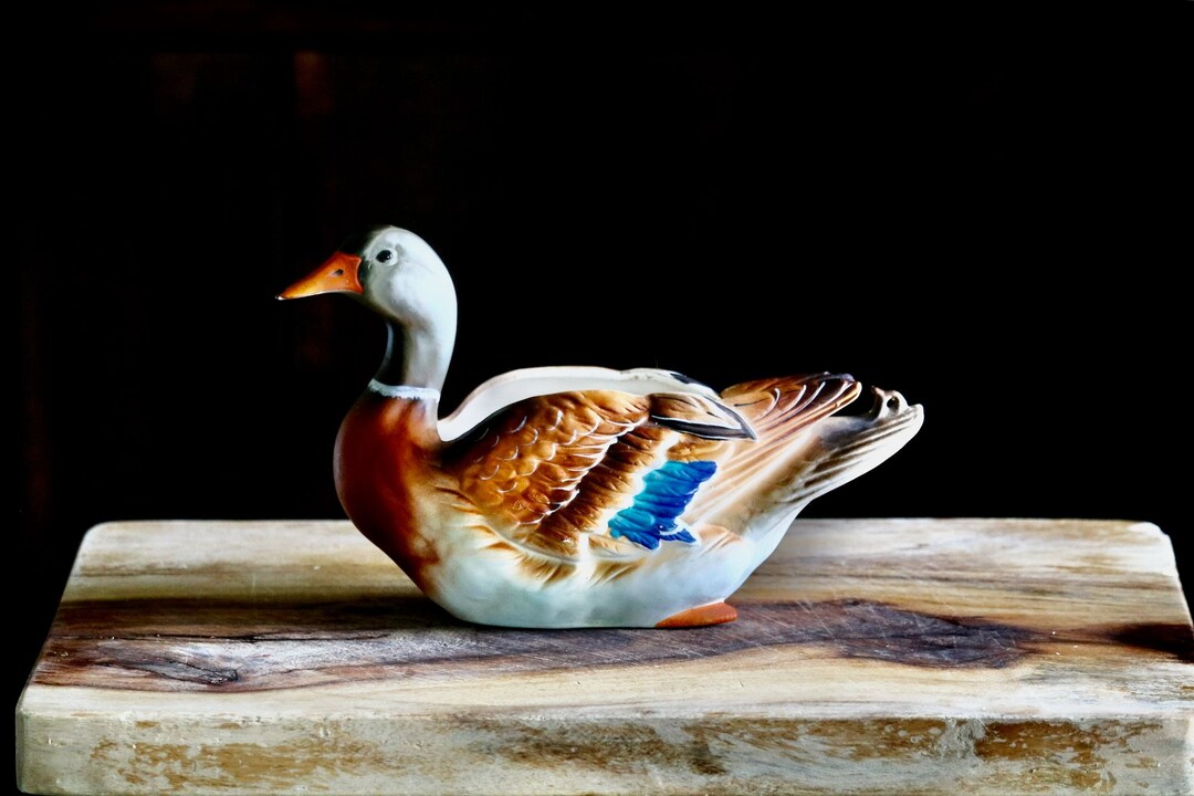 Vintage Napco Duck Planter, Lakehouse Decor, Ceramic Mallard Duck Plant ...