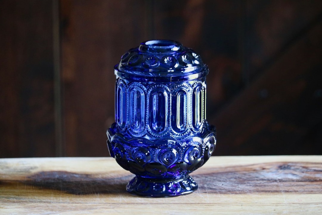 Vintage L.E. Smith Moon and Stars Cobalt Blue Fairy Lamp, Bougie Fall ...