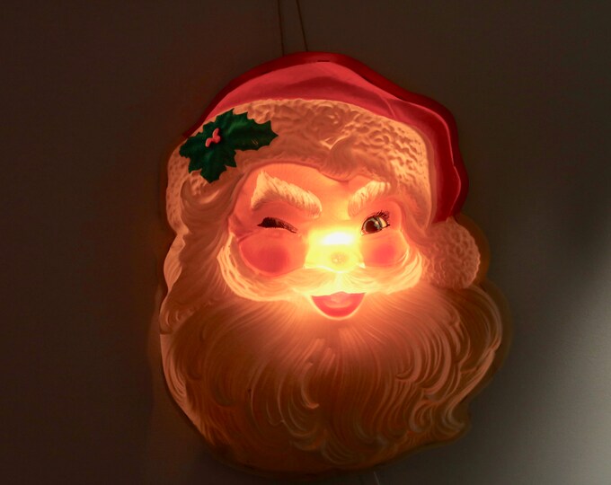 Santa Light up Face, Electrified Winking Santa Claus, Wall Mount Blow ...